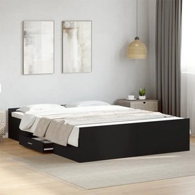 Rám postele se zásuvkami černý 150 x 200 cm kompozitní dřevo 3280287