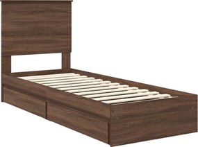 Postel s úložným prostorem se zásuvkou Hnědý dub 75 x 190 cm 3411263