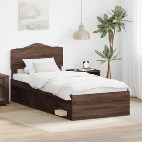 Rám postele s čelo Hnědý dub 75 x 190 cm Masivní borové dřevo 3412967