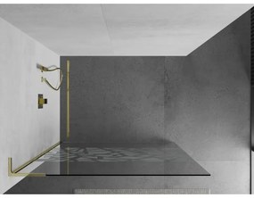 Mexen Kioto L, sprchová zástěna Walk-In 100 x 200 cm, 8mm čiré sklo bílý vzor, ​​zlatý lesklý profil, 800-100-103-50-78