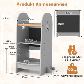 Costway 3 v 1 Učící věž dětská schůdková stolička s 3 nastavitelné výšky 90 kg