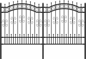 Zahradní plot KAMPEN s kopím nahoře černý 240 x 125 cm ocelový 151086
