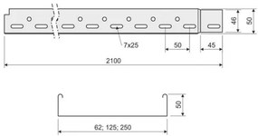 Kabelový žlab s integrovanou spojkou KOPOS Mars NKZI 50X125X0,70 S (2m)