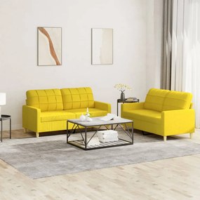 2dílná sedací souprava s poduškami světle žlutá textil 3201279