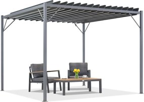 Antracitová pergola Tasos 3x3 m s moskytiérou a závěsy Garden Point