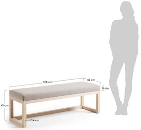 Béžová látková lavice Kave Home Loya 128 cm