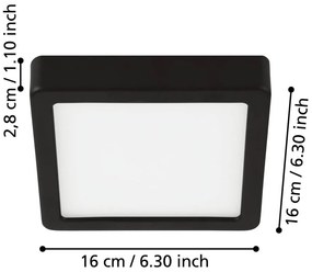 Černé LED stropní svítidlo 16x16 cm FUEVA 5 – EGLO