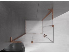 Mexen Velar L Duo, sprchový kout s posuvnými dveřmi 90 x 80 cm, 8mm čiré sklo, růžové zlato, 871-090-080-02-03-60