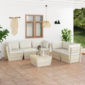 vidaXL 6dílná zahradní sedací souprava z palet + podušky smrkové dřevo [3063520] Barva: krémová