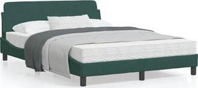 vidaXL Rám postele s čelem 140 x 200 cm samet [373194] Barva: Tmavě zelená