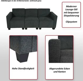 Modulární 3místná rozkládací pohovka Lyon, látka/textil ~ šedá