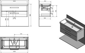 Sapho Theia TH105 umyvadlová skříňka 101,4 x 43 cm bílá Koupelny Bernold