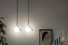 Toolight Rea, Stropní lampa visící skleněná koule z bílého zlata G107-1W BLACK WHITE, OSW-09732