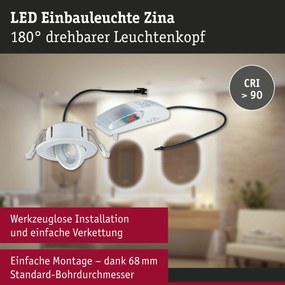 P 92411 LED vestavné svítidlo Zina IP65 5W / 8W 230V stmívatelné 2700 - 4000K bílá mat - PAULMANN