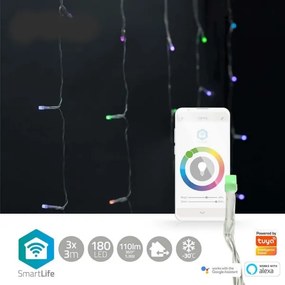 Nedis WIFILXC01C180 - LED RGB Vánoční závěs 180xLED/7 funkcí 6m IP65 Wi-Fi Tuya