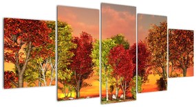 Obraz přírody - barevné stromy