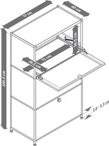 Tchibo - Kovová komoda »Cn3« se 3 výklopnými dvířky - barva: zelená