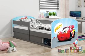 BMS Group Dětská postel Luki 1 160x80 - Grafit - Autíčko