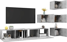 6dílný set TV skříněk betonově šedý dřevotříska 3079141