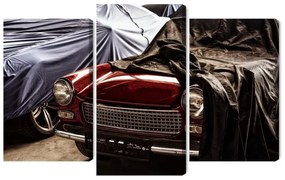 Vícedílný obraz Italské Retro Auto Potažené Látkou Nedostatek Nedostatek Přírodní plátno 150x100