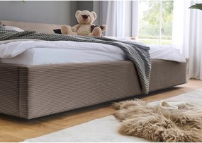 Taupe čalouněná dvoulůžková postel s úložným prostorem s roštem 200x240 cm Cube – Meise Möbel