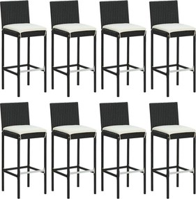 9dílný zahradní barový set s poduškami černý polyratan 3187629