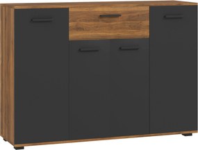 HOMCOM Hnědý a Černý Kufenický Úložný Kabinet s 4 Skříňkami, Zásuvkami a Nastavitelnými Policemi, Rozměry 120 x 35 x 85 cm