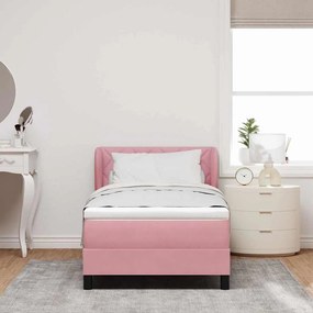 Postel s boxspringem s polštářem Růžová 100 x 200 cm samet 3340435