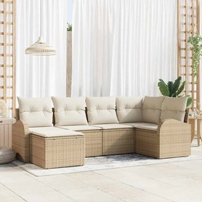 Set pohovek 6 ks Béžová a bílá polyratan 3354780