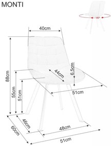 Sametová jídelní židle Monti - výběr z 4 provedení