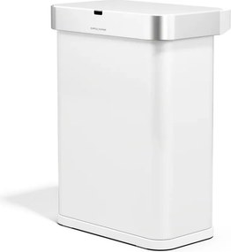 Matně bílý bezdotykový ocelový odpadkový koš 58 l Sensor – simplehuman