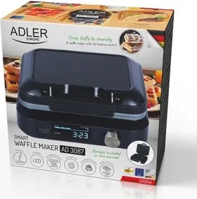Adler AD 3087 černá / Vaflovač / 1500 W / LED displej / timer / nepřil