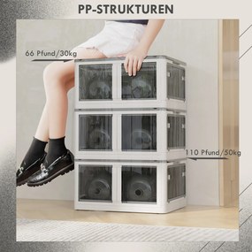 Úložný box Outsunny truhla 69L stohovatelný úložný box s kolečky skládací úložný box s pětistranným přístupem v bílé barvě | Aosom.de