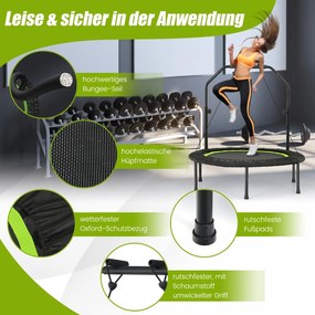Costway Mini trampolína Ø101 cm s výškově nastavitelným madlem a 2 odporovými