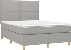 Box spring postel s matrací světle šedá 140 x 190 cm textil 3142249