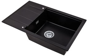 Gamma Modern 8010, 1-komorový granitový dřez 800x500x210 mm, černá se zlatými body, GMA-ZM-8010-GD
