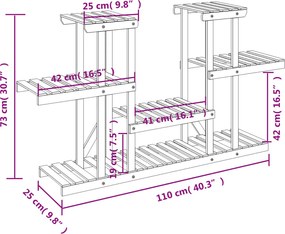 vidaXL Stojan na květiny 110 x 25 x 73 cm masivní jedlové dřevo [362854] Barva: Hnědá