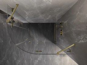 Mexen Lunar, pravý půlkruhový sprchový kout 90 x 80 cm, 8mm čiré sklo, zlatý matný profil, 833-090P-080L-55-00