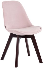 Židle Borne V2 ~ samet, dřevené nohy ořech - Ružová