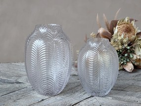 Transparentní skleněná dekorační váza Leaf - Ø 14*18cm
