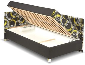 Rohová čalouněná postel Nikola, s čely a úložným prostorem, 140x200