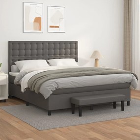 Box spring postel s matrací šedá 180x200 cm umělá kůže