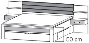 Postel s nočními stolky Bernau 180x200 cm, dub stirling/bílá