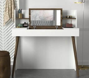 Casarredo - Komfort nábytek Toaletní stolek s panelem a zrcadlem CAMUS bílá/ořech