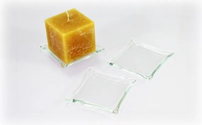 BDK-GLASS Skleněný čirý tácek pod svíčku 7,5x7,5cm - 1ks