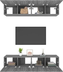 TV skříňky 4 ks šedé sonoma 80 x 30 x 30 cm kompozitní dřevo 3114188
