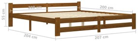 Rám postele medově hnědý masivní borovice 200 x 200 cm,  322011
