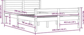 vidaXL Rám postele masivní dřevo 135 x 190 cm dvojlůžko [814795] Barva: Šedá