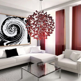 Metal Lux 206.180.04 Astro Cherry, designové závěsné svítidlo v průměru 80cm, 8x40W, červené sklo, chrom