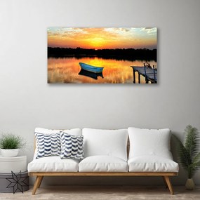 Obraz na plátně Loďka Most Jezero Krajina 100x50 cm